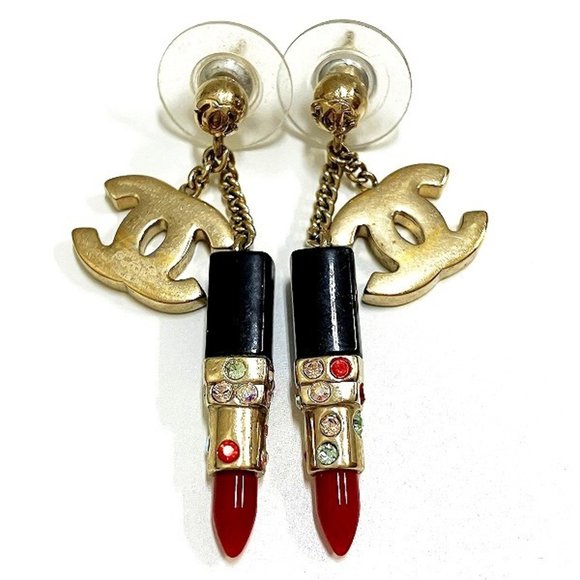 CHANEL | Jewelry | Chanel Lipstick Rhinestone Coco Mark Brand ...